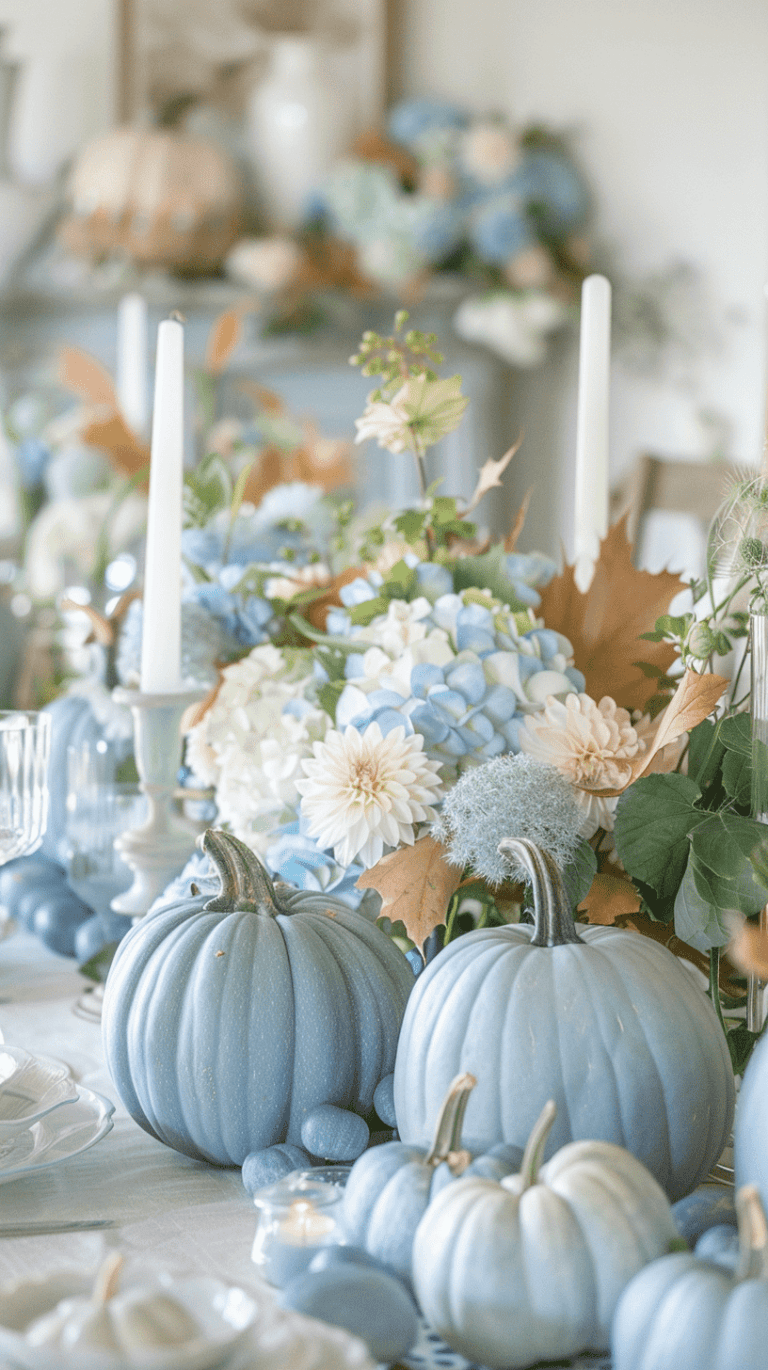 35+ Blue Thanksgiving Table Decor Ideas