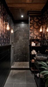 47 Sleek and Sophisticated Dark Modern Bathroom Ideas