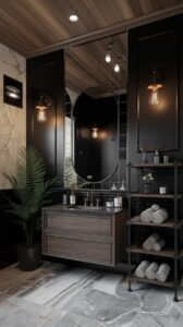 47 Sleek and Sophisticated Dark Modern Bathroom Ideas