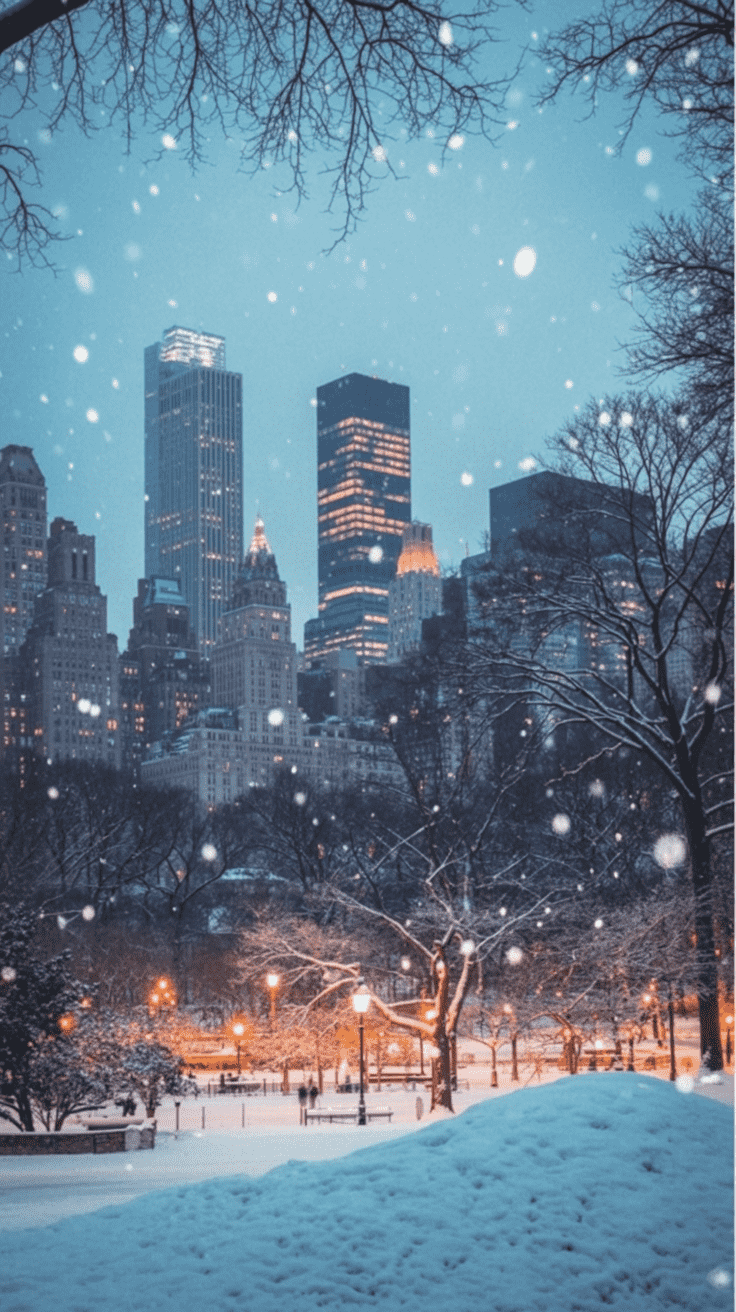 20 Snowy New York Phone Wallpapers